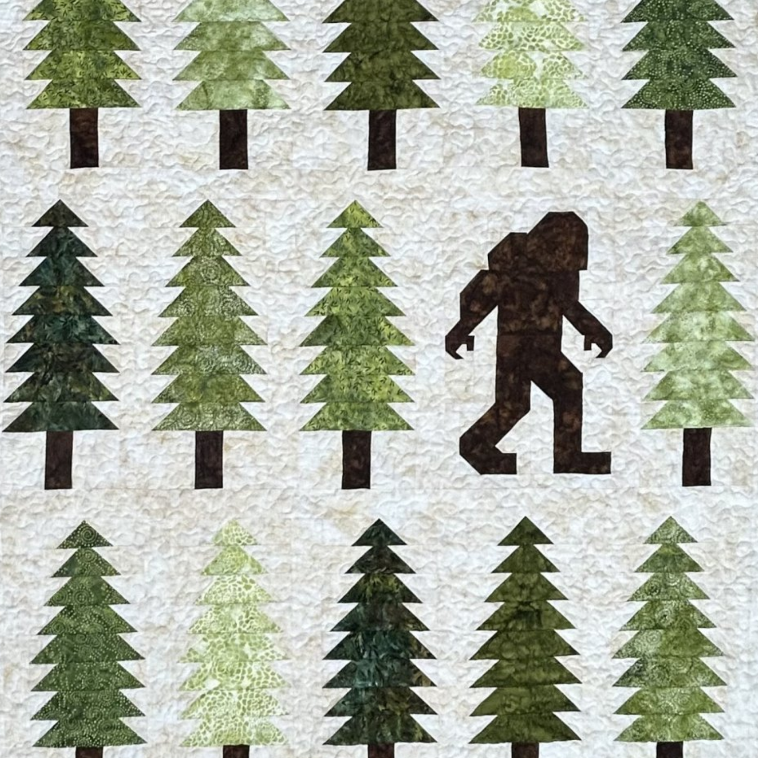 Bigfoot Patchwork Quilt & Floor Pillow Pattern with Tree Block Design